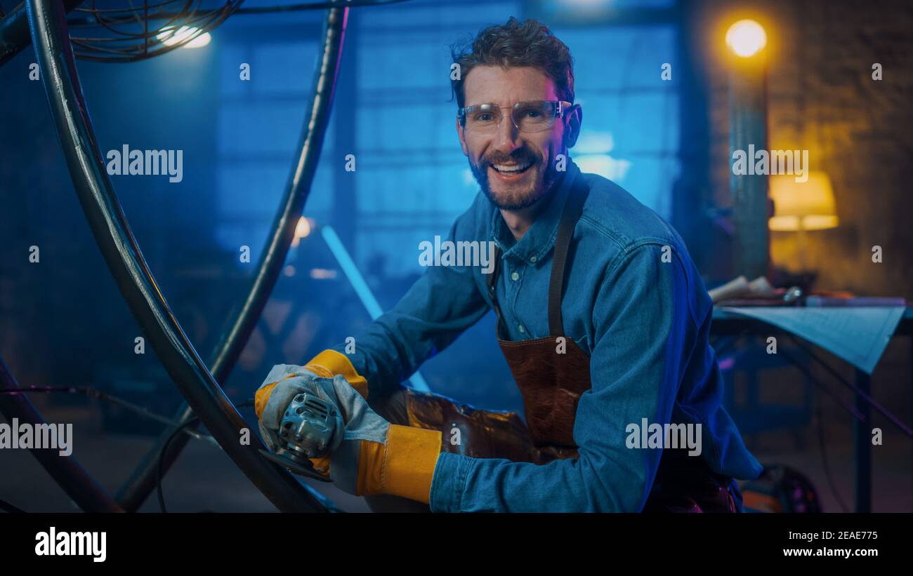 Handsome Male Artist Uses an Angle Grinder to Make Brutal Metal ...