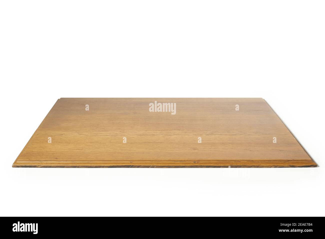 Empty wooden board isolated on white background side view Stock Photo ...