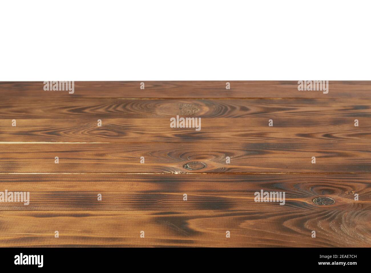 Empty wooden board isolated on white background side view Stock Photo ...