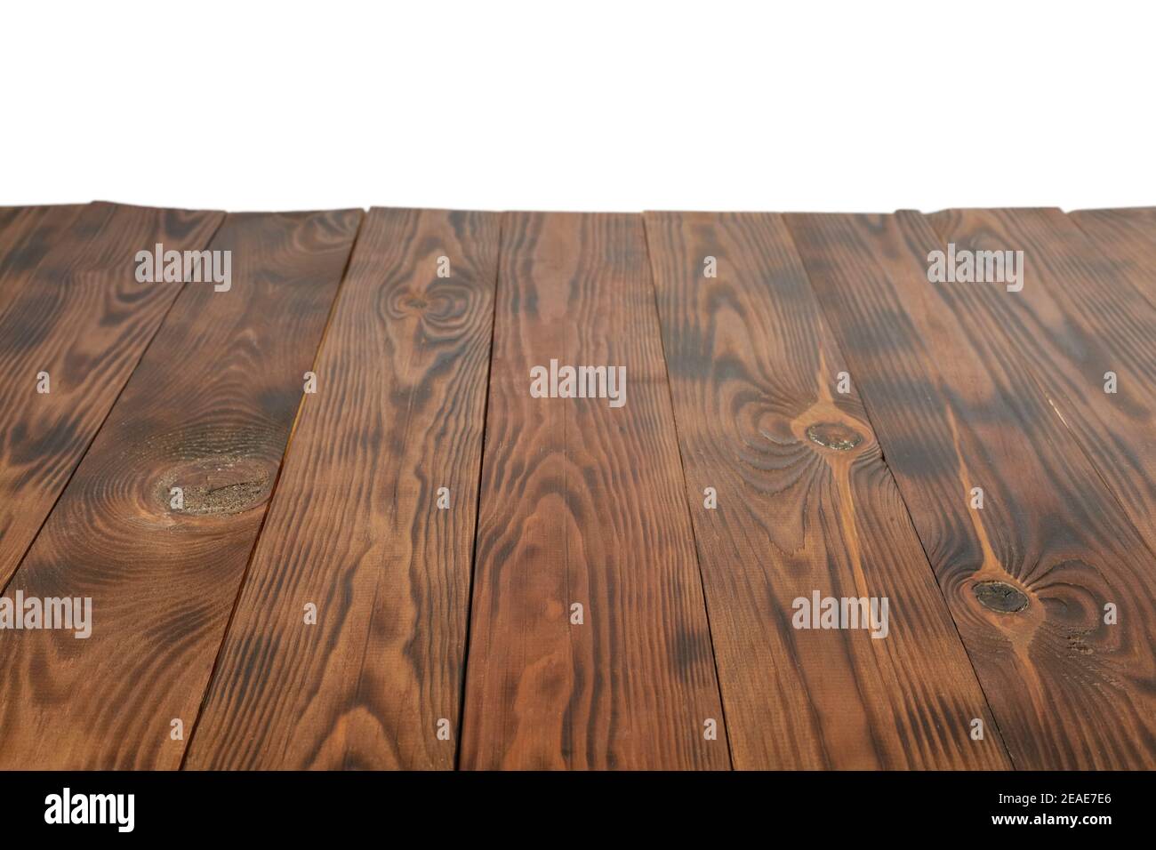 Empty wooden board isolated on white background side view Stock Photo ...