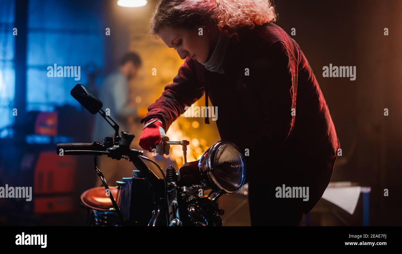 Motorcycle repair woman hi-res stock photography and images - Alamy