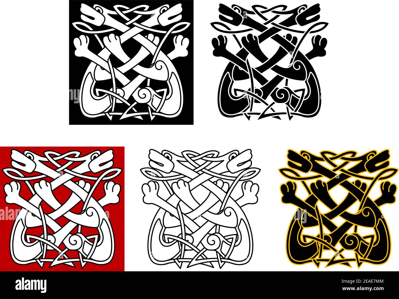 Celtic ornament with dogs and wolves for medieval design Stock Vector ...