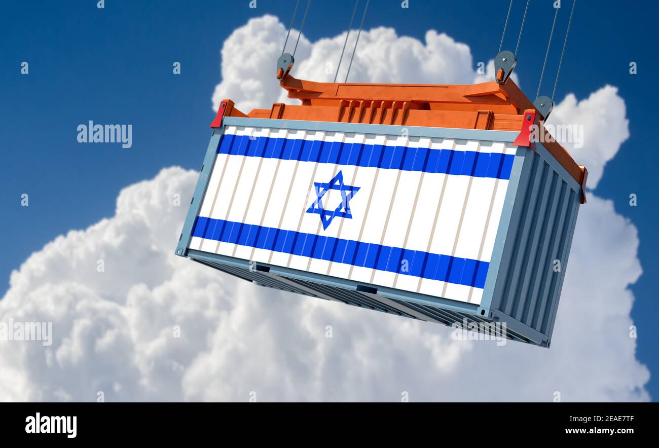 Shipping Container with Israel flag - 3D Rendering Stock Photo - Alamy