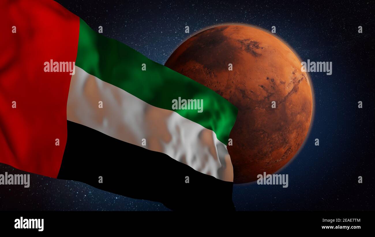 UAE flag and Mars planet Stock Photo - Alamy