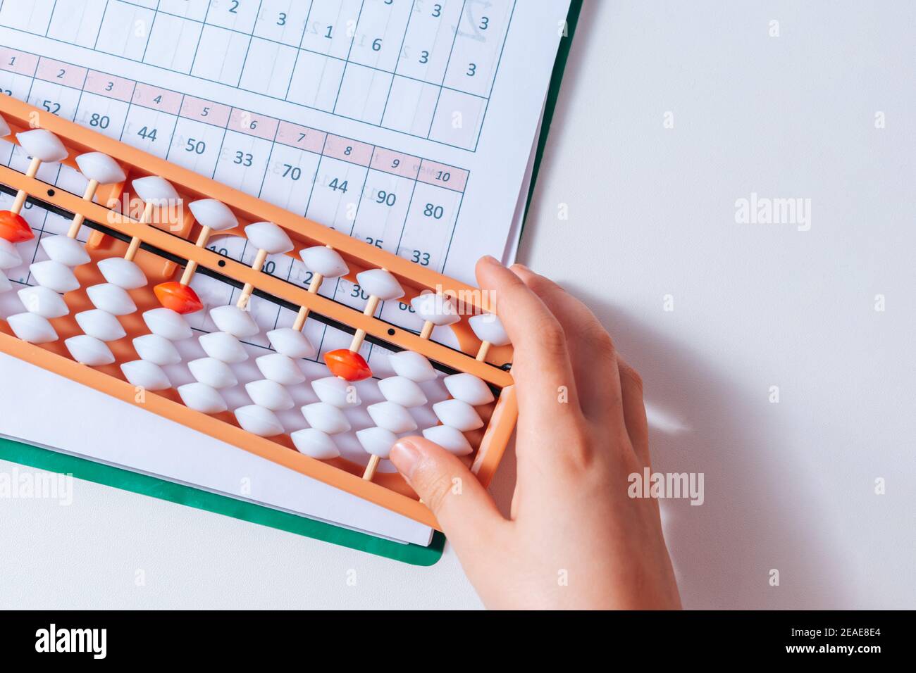 Japanese traditional abacus soroban isolated on white background. Child ...