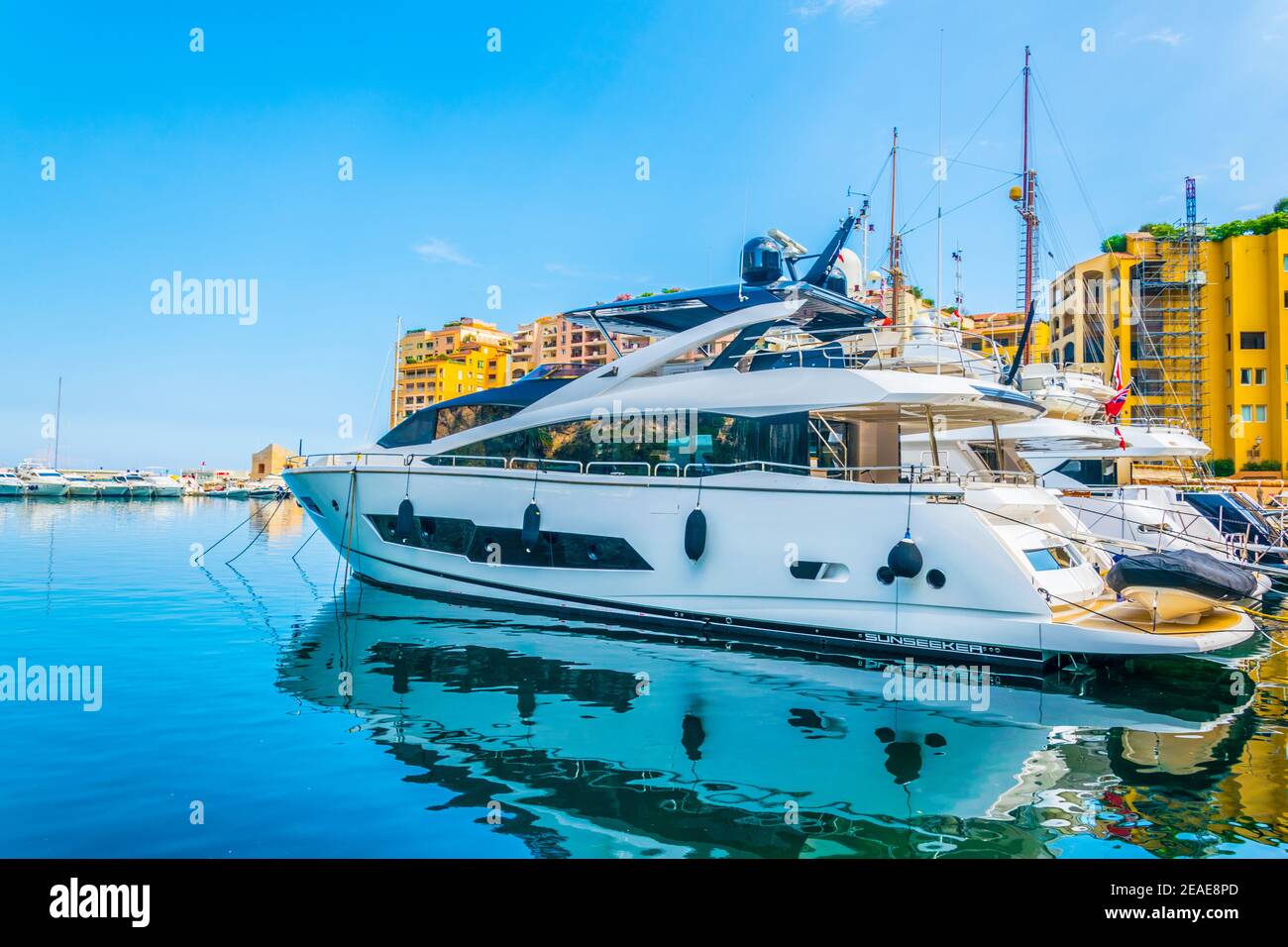 an expensive yacht mooring at port de fontvieille in Monaco Stock Photo ...