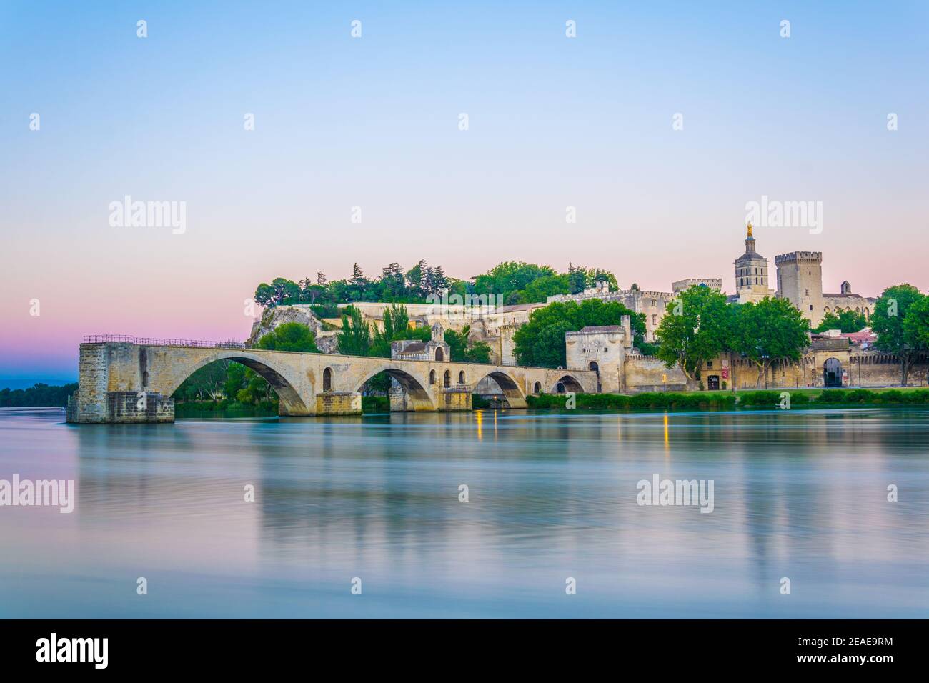 Sunset view of cityscape of Avignon with Palais des Papes, Cathedral of ...