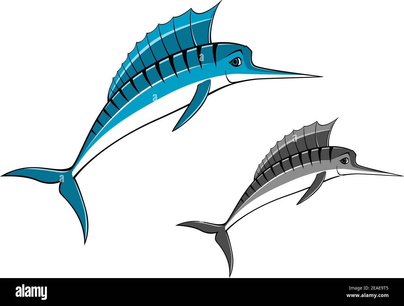 Blue marlin fish in cartoon style for fishing sports design Stock ...