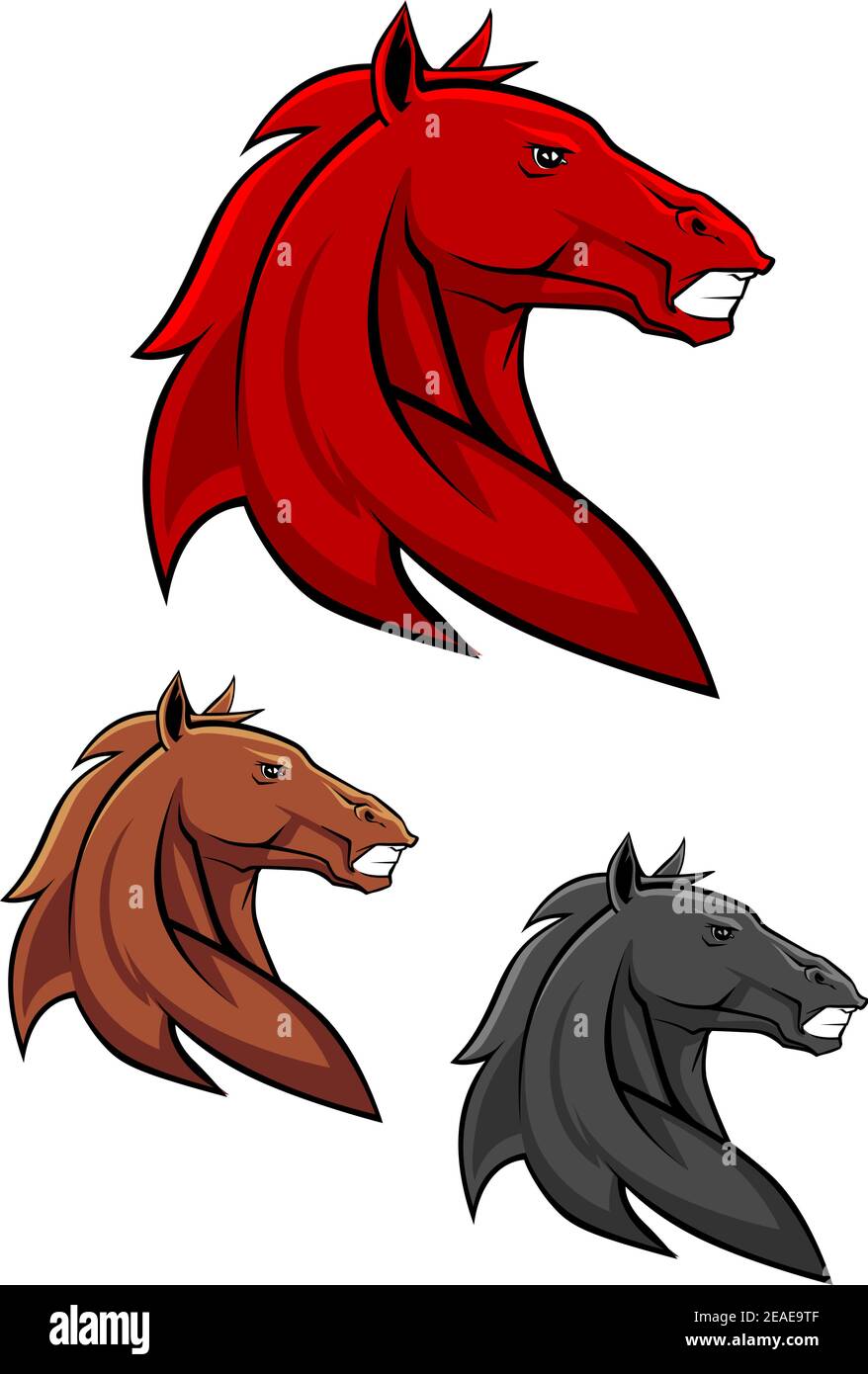 Powerful stallion in cartoon style for mascot or tattoo design Stock ...