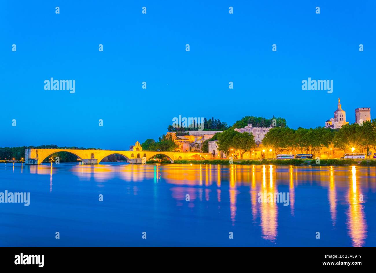 Sunset view of cityscape of Avignon with Palais des Papes, Cathedral of ...