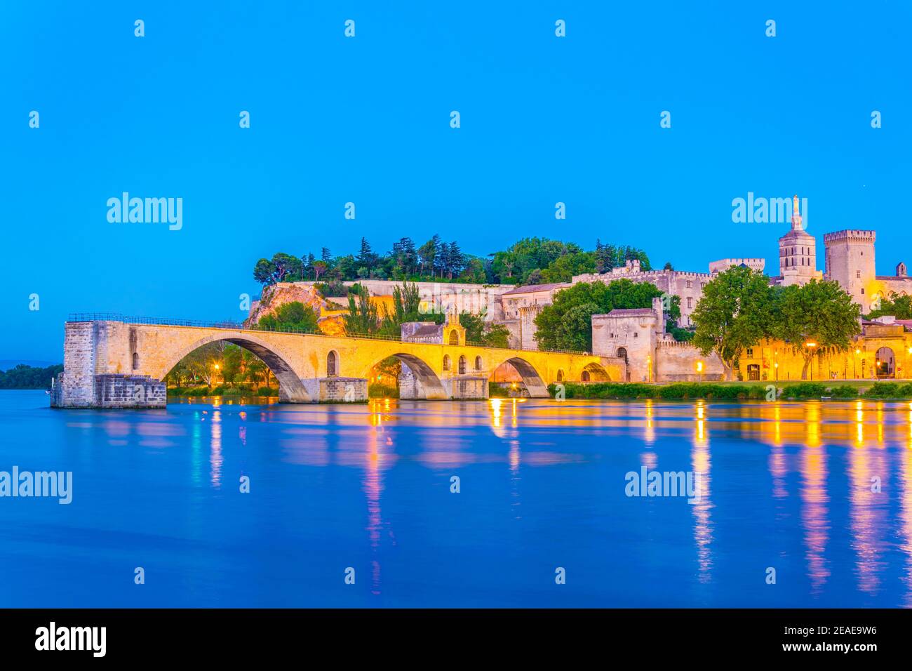 Sunset view of cityscape of Avignon with Palais des Papes, Cathedral of ...