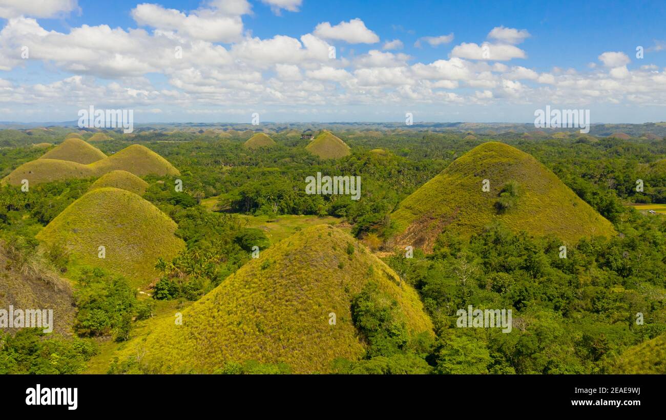 Scenic view on amazingly shaped Chocolate hills in Bohol island ...