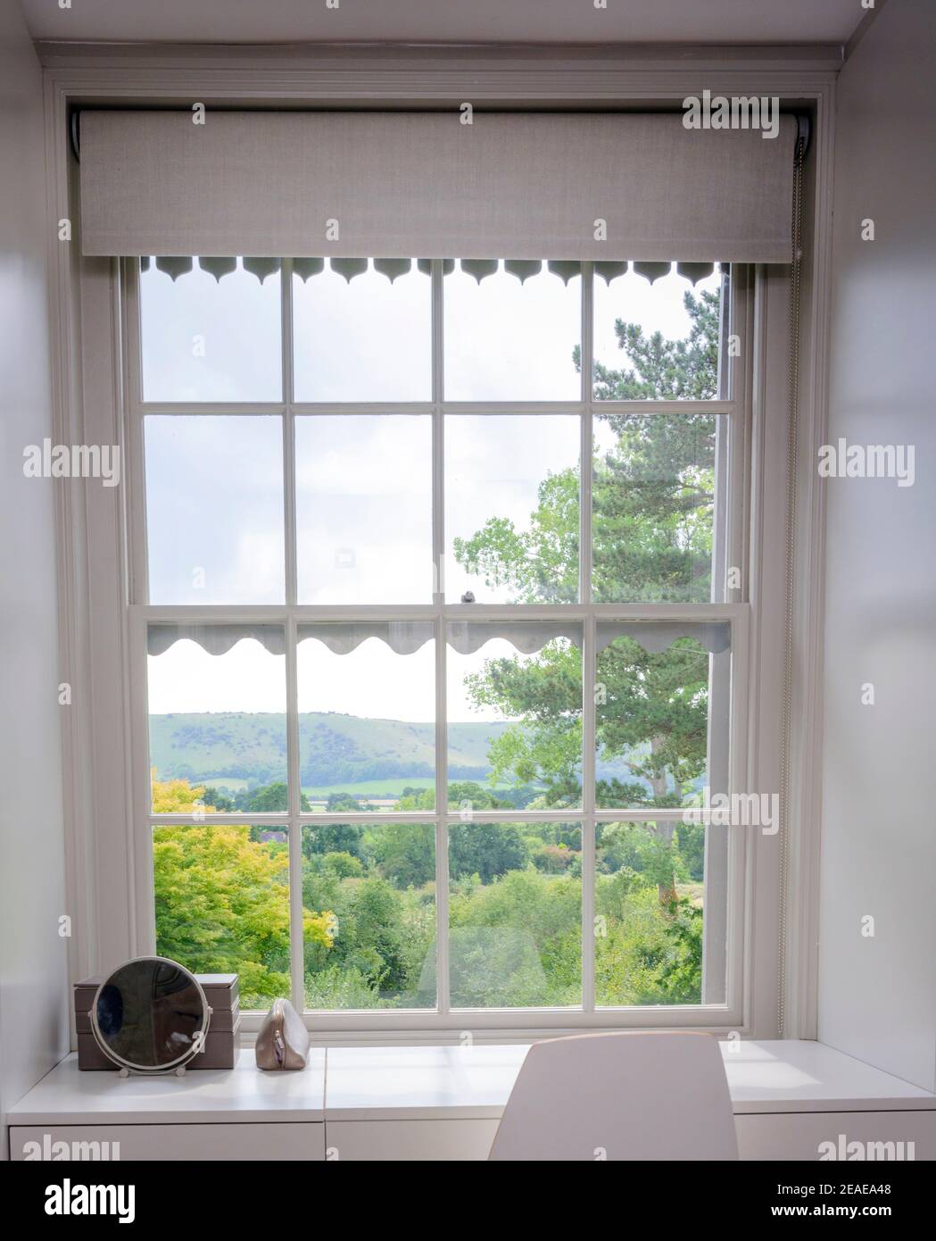 Inside of a traditional sash window in a modern contemporary home in ...