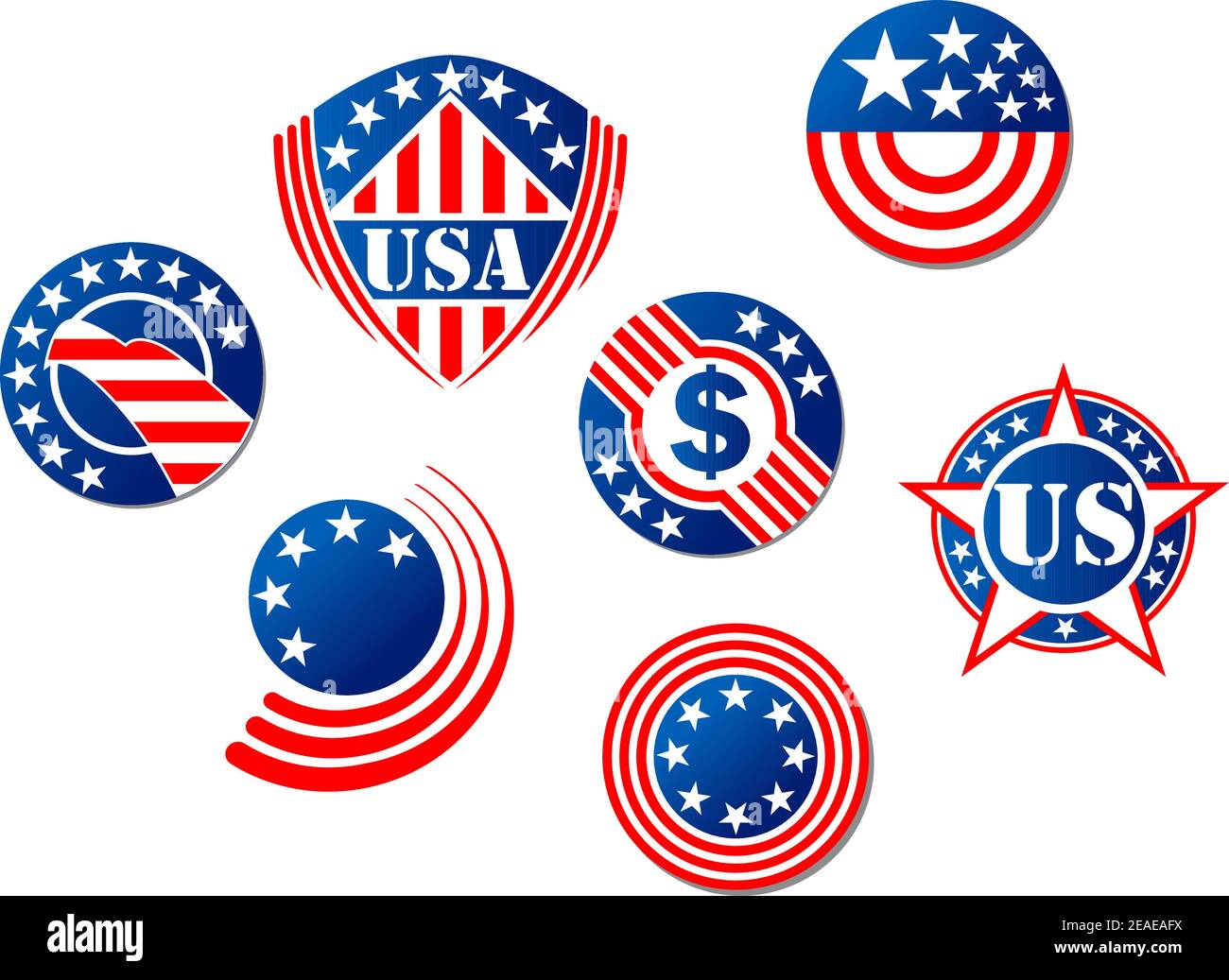 American national symbols and signs for heraldry or banner design. USA ...