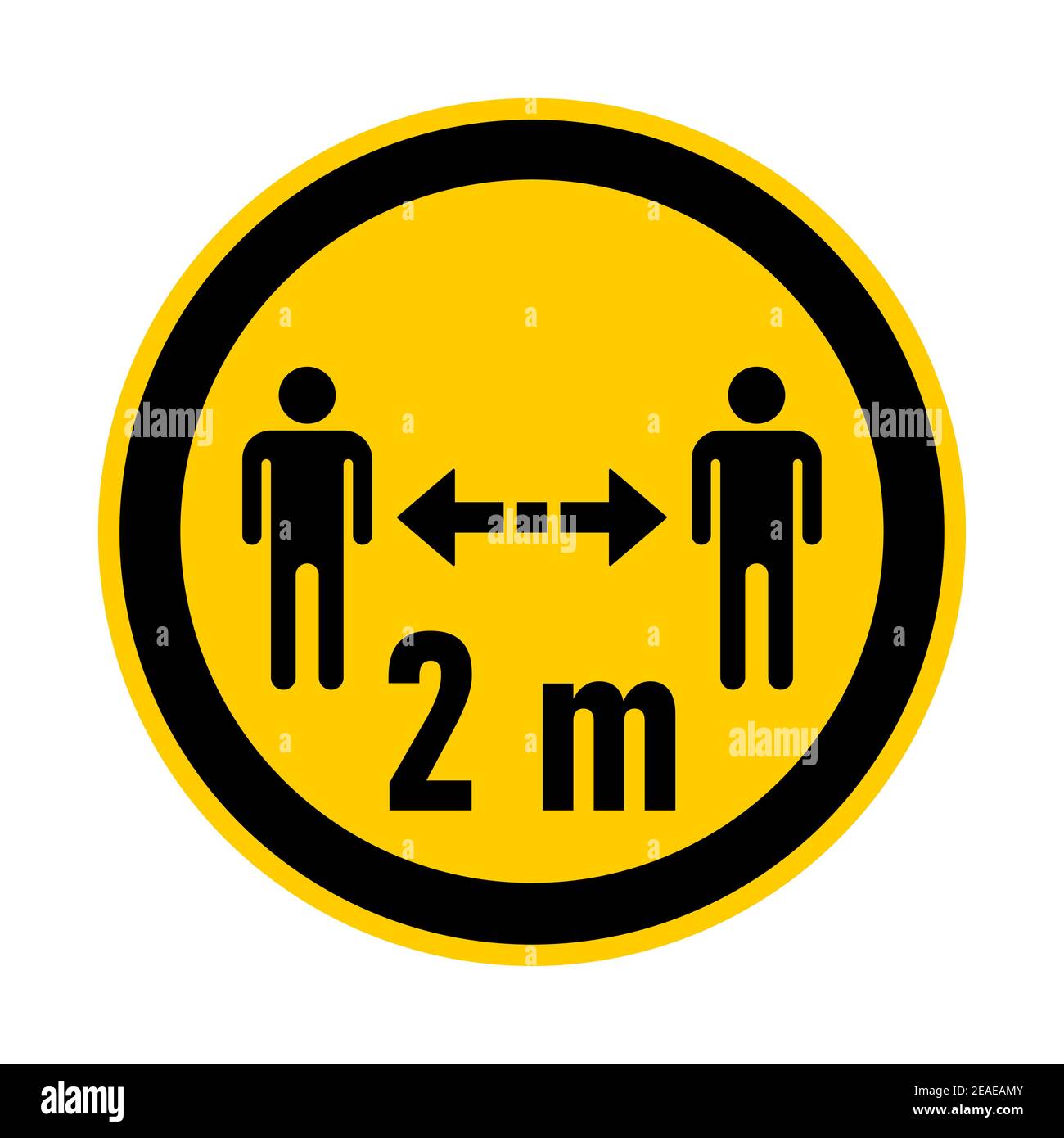 Keep Your Distance 2 m or 2 Metres Round Coronavirus Warning Sticker or ...