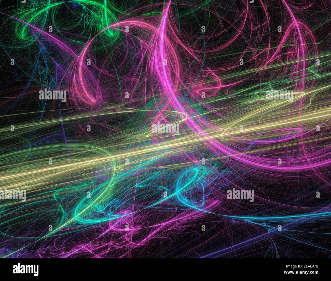 Multi color abstract light painting. LED lights on black background ...