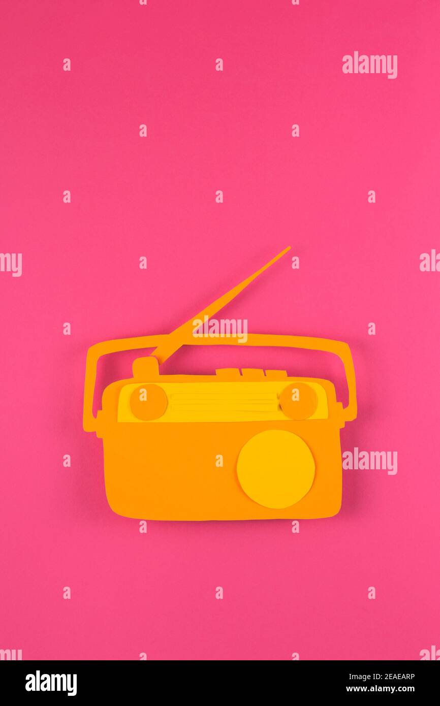 International radio day concept. Radio receiver on bright background ...