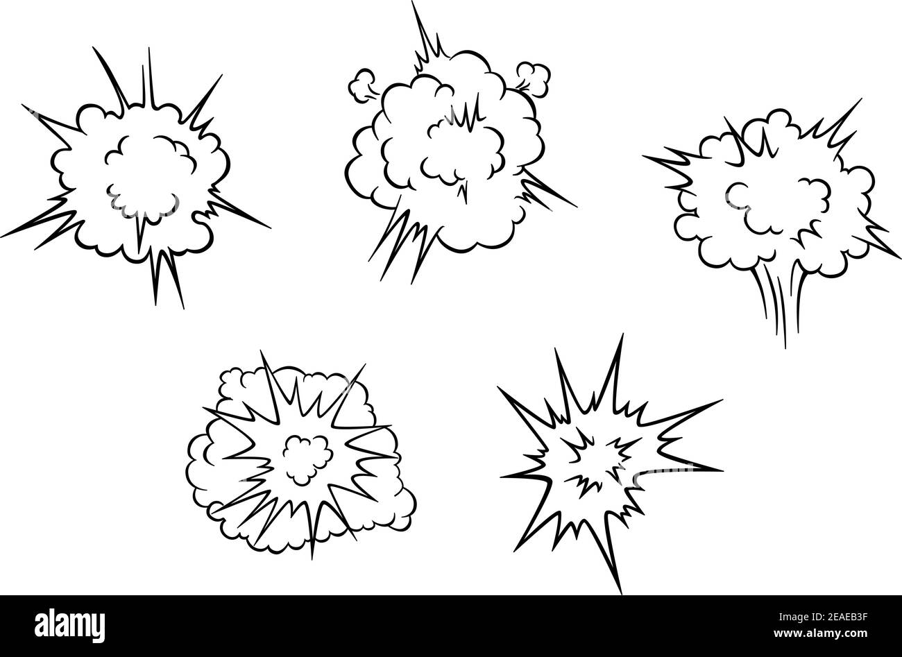 Set of cartoon clouds of explosion for comics or another design Stock ...