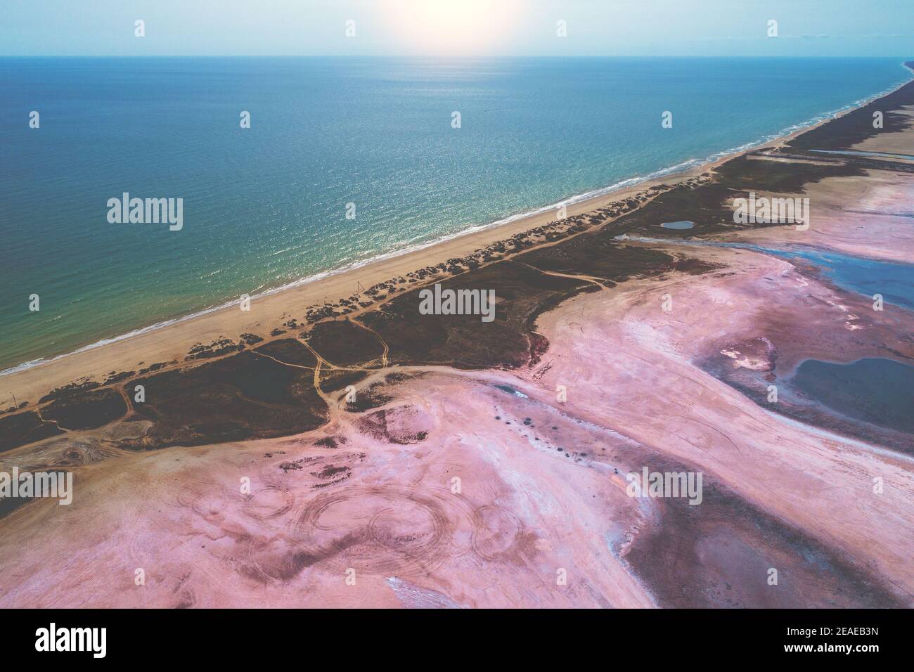 Seascape. Top view of the estuary and seashore. Tylihul Estuary ...