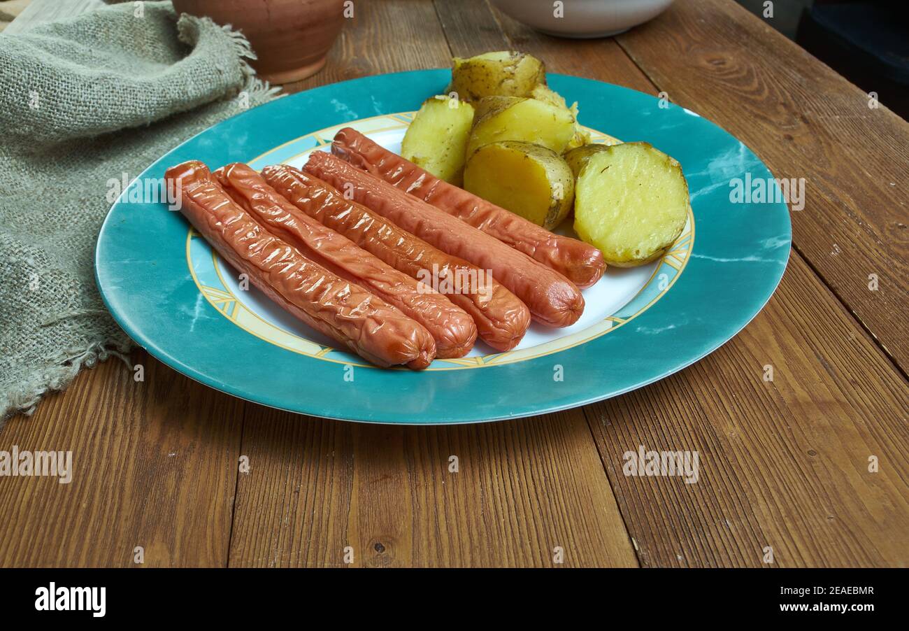 Rode Polse - Danish equivalent of American hot dog, served with potato ...
