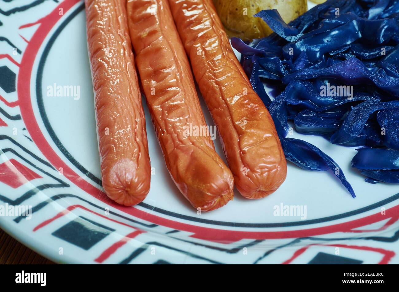 Knakworst sausage of the frankfurter close up Stock Photo - Alamy
