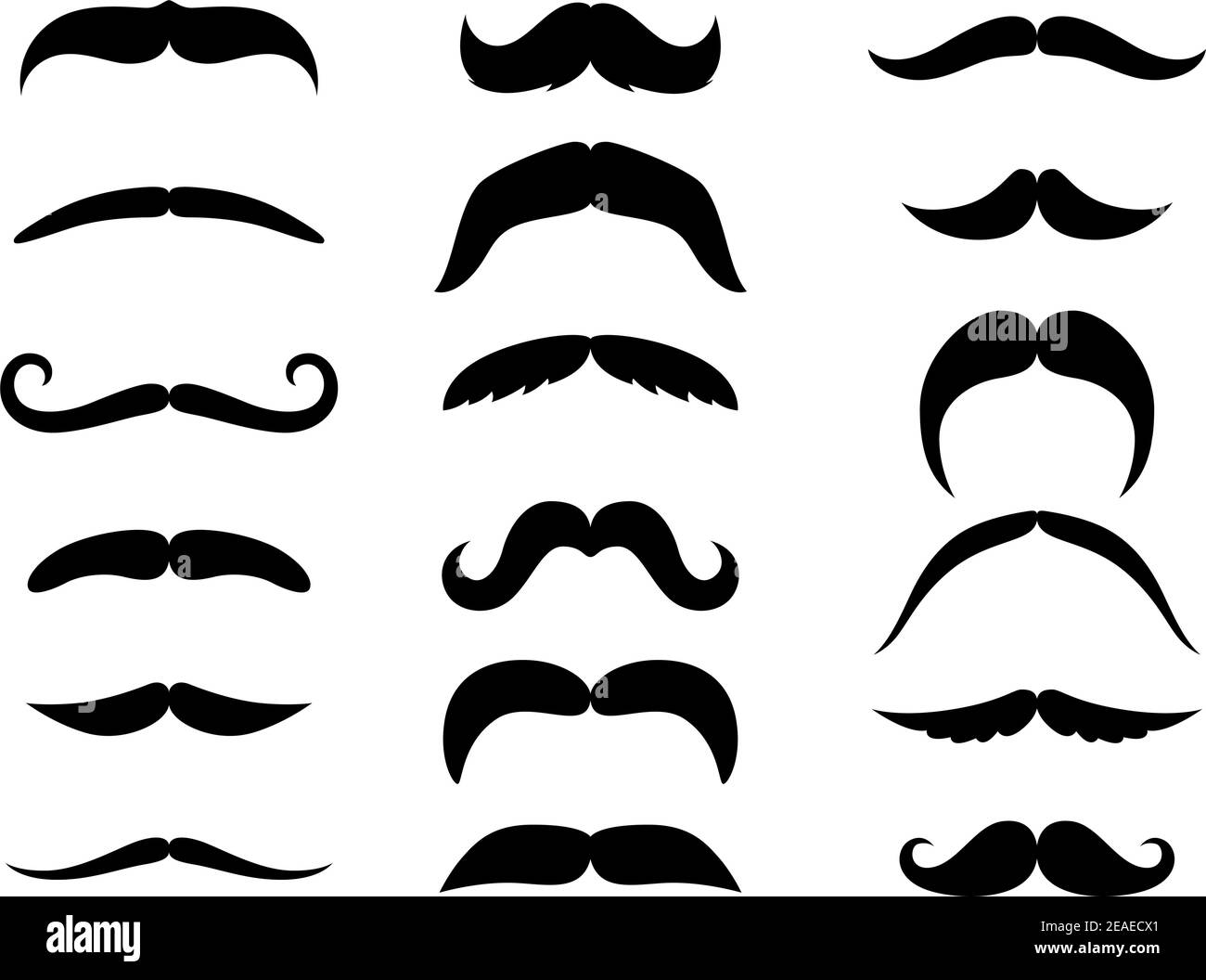 Black moustaches set isolated on white background Stock Vector Image ...