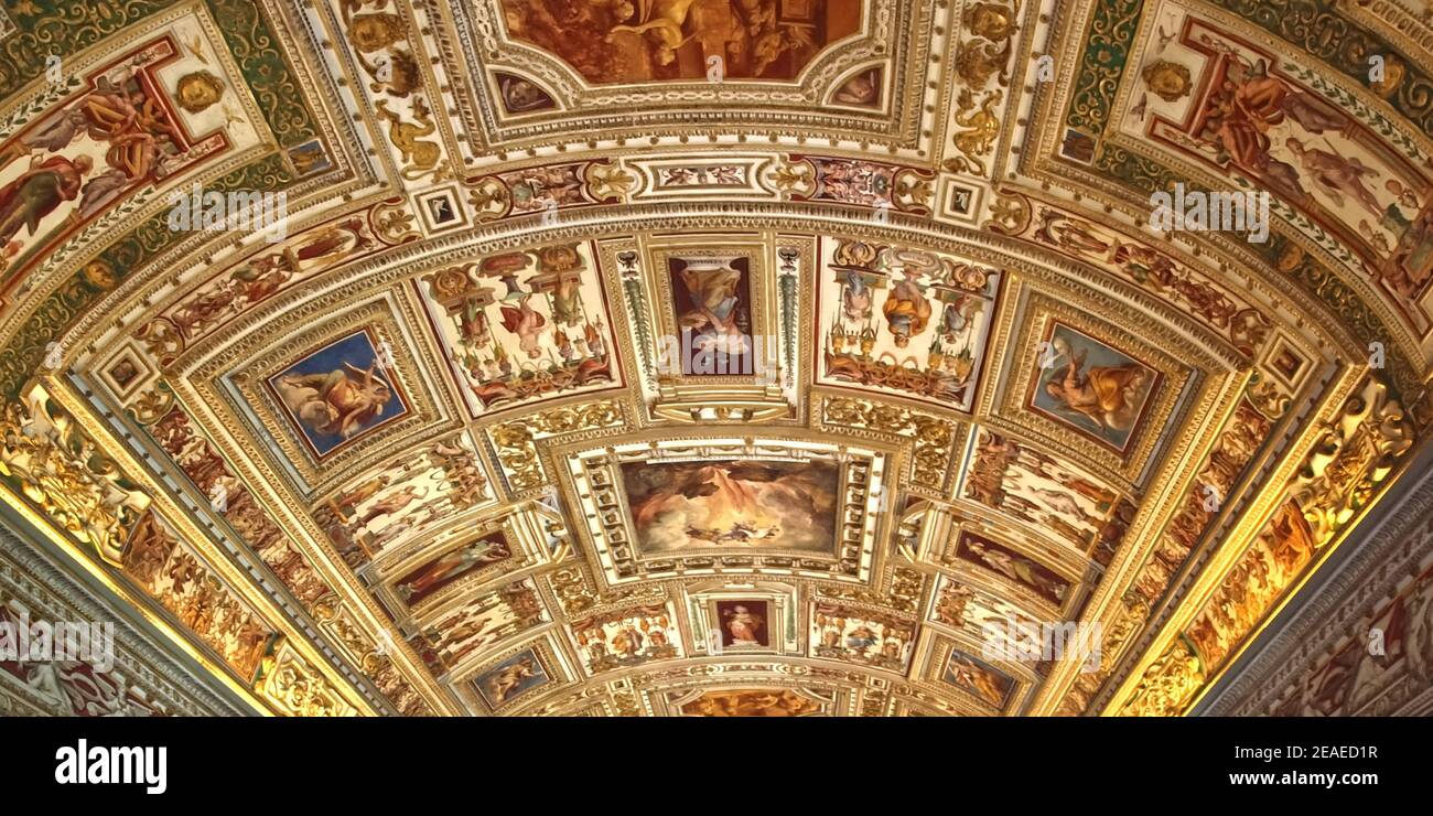 Ceiling inside the Vatican museums in Rome Stock Photo - Alamy