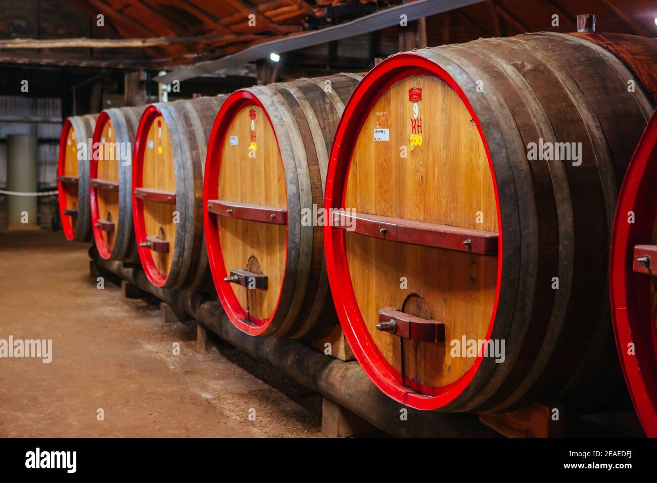 Wine Barrels in Storage in Australia Stock Photo - Alamy
