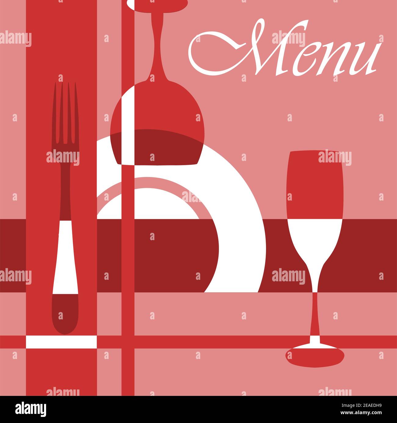 Menu background with dishware and glasses in red and pink colours Stock ...