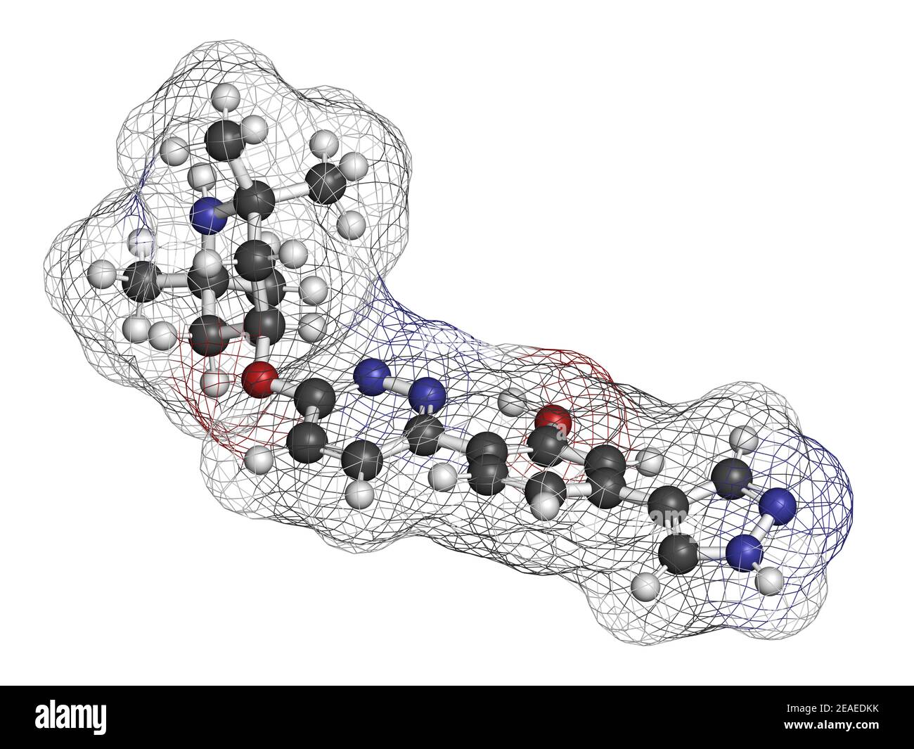 Branaplam SMA drug molecule. 3D rendering. Atoms are represented as ...