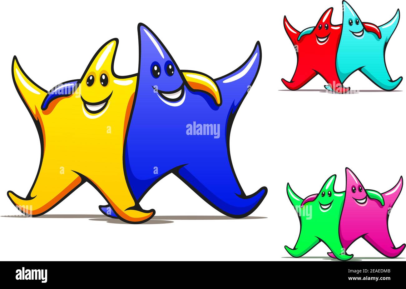 Two smiling friendly stars in cartoon style for mascot or another ...