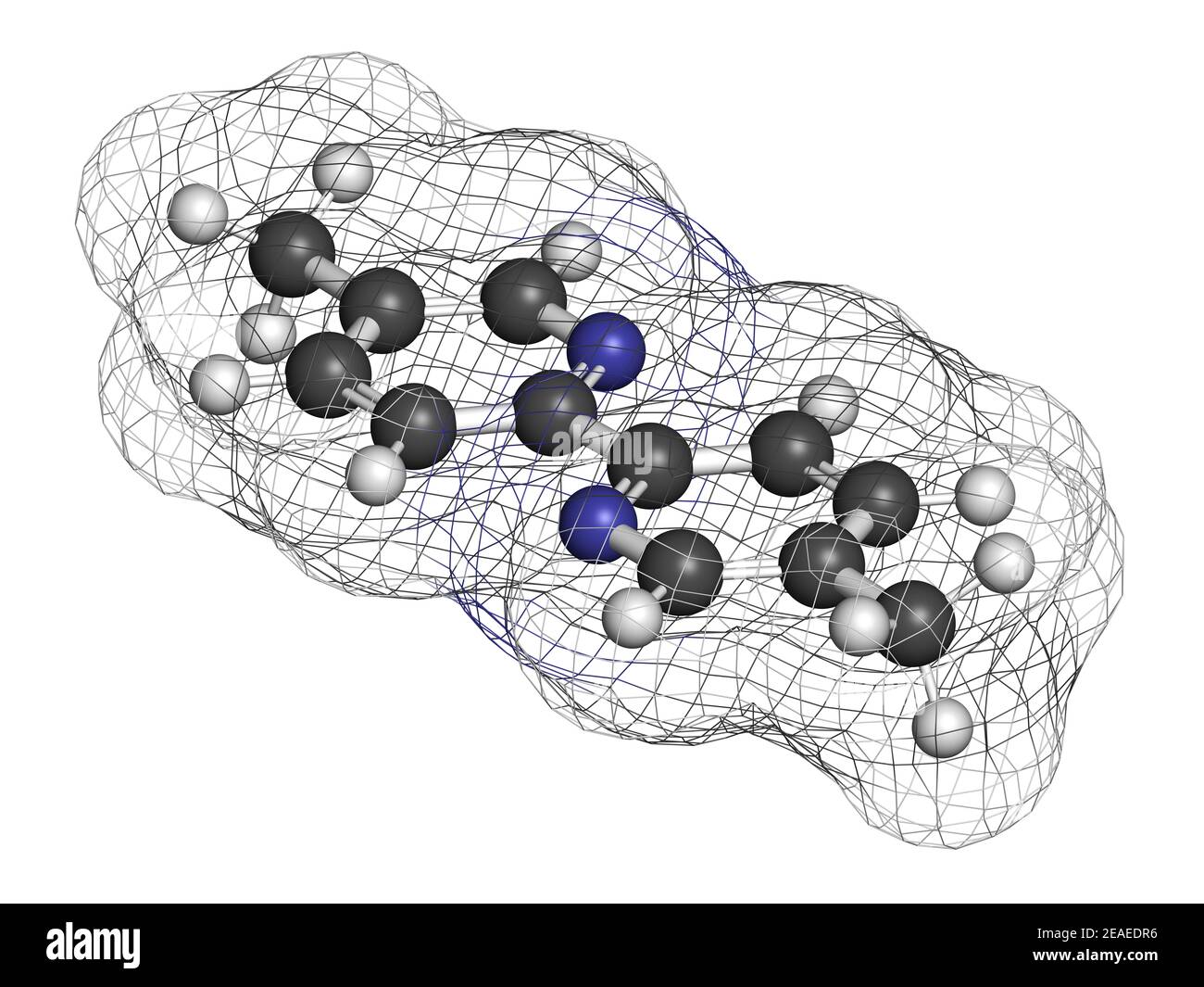 Abametapir head lice treatment drug molecule. 3D rendering. Atoms are ...