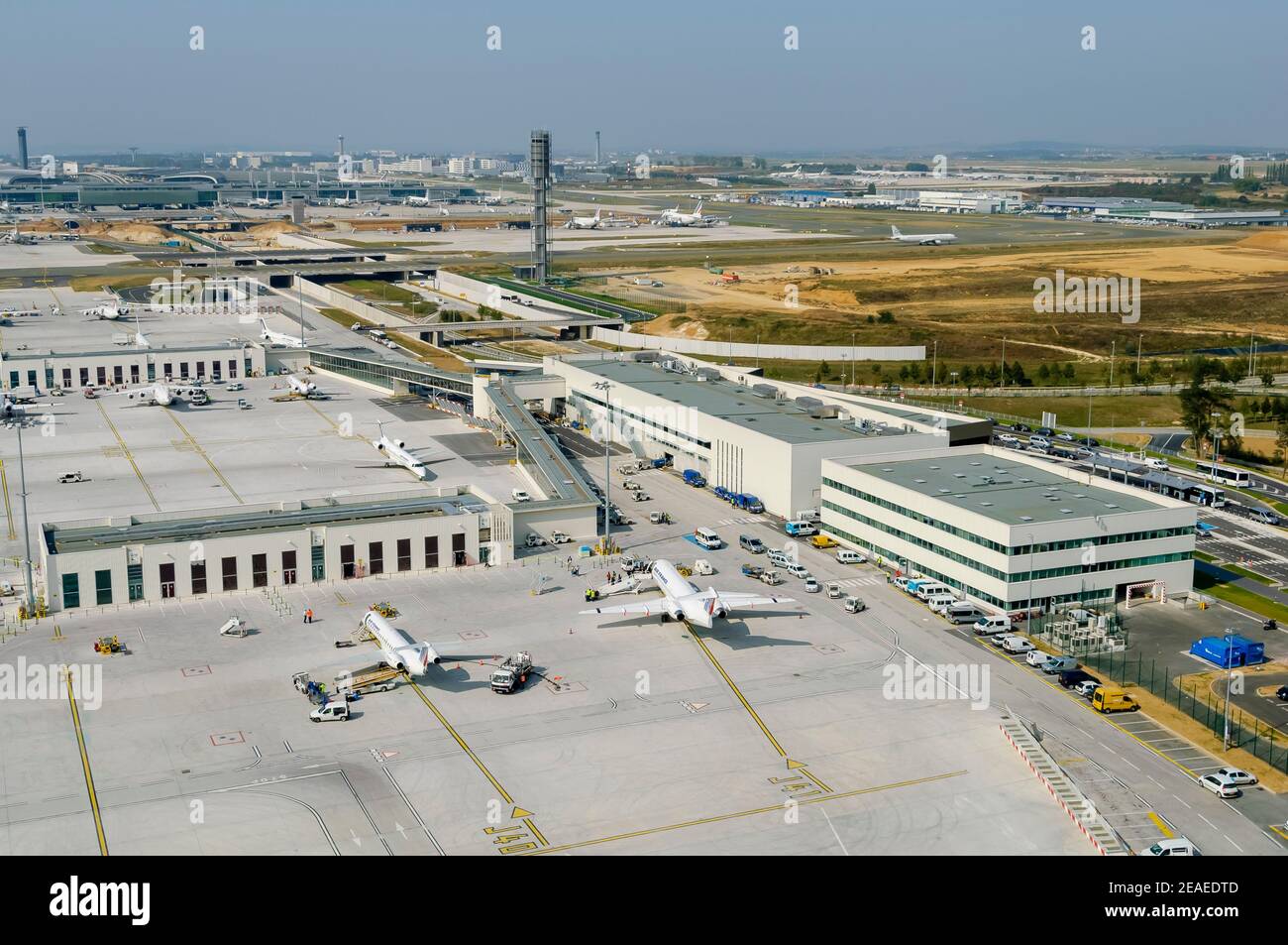 Roissy Charles de Gaulle Airport Terminal 2 seen from the sky Stock ...