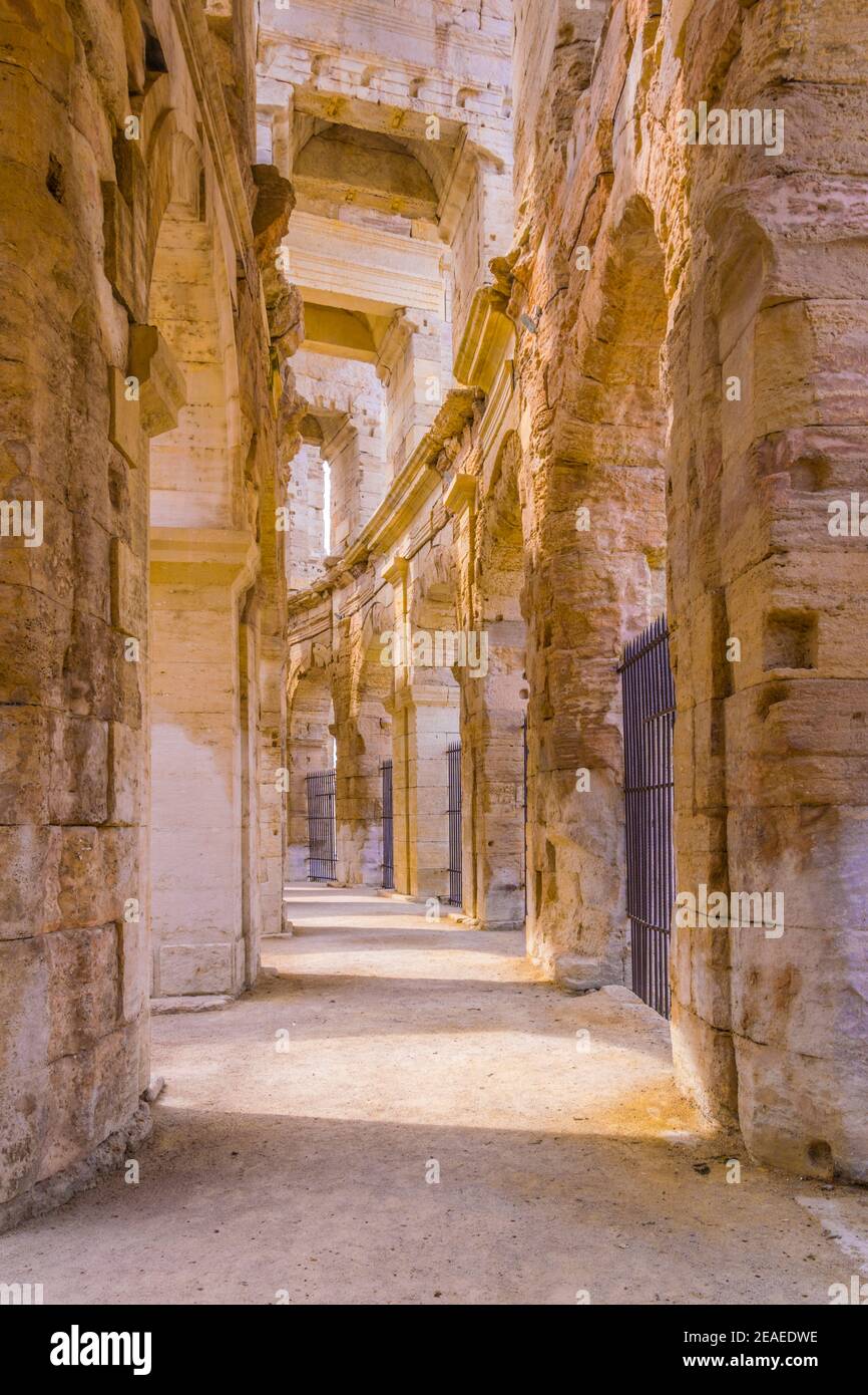 Corridor inside of Arles Amphitheatre, France Stock Photo - Alamy