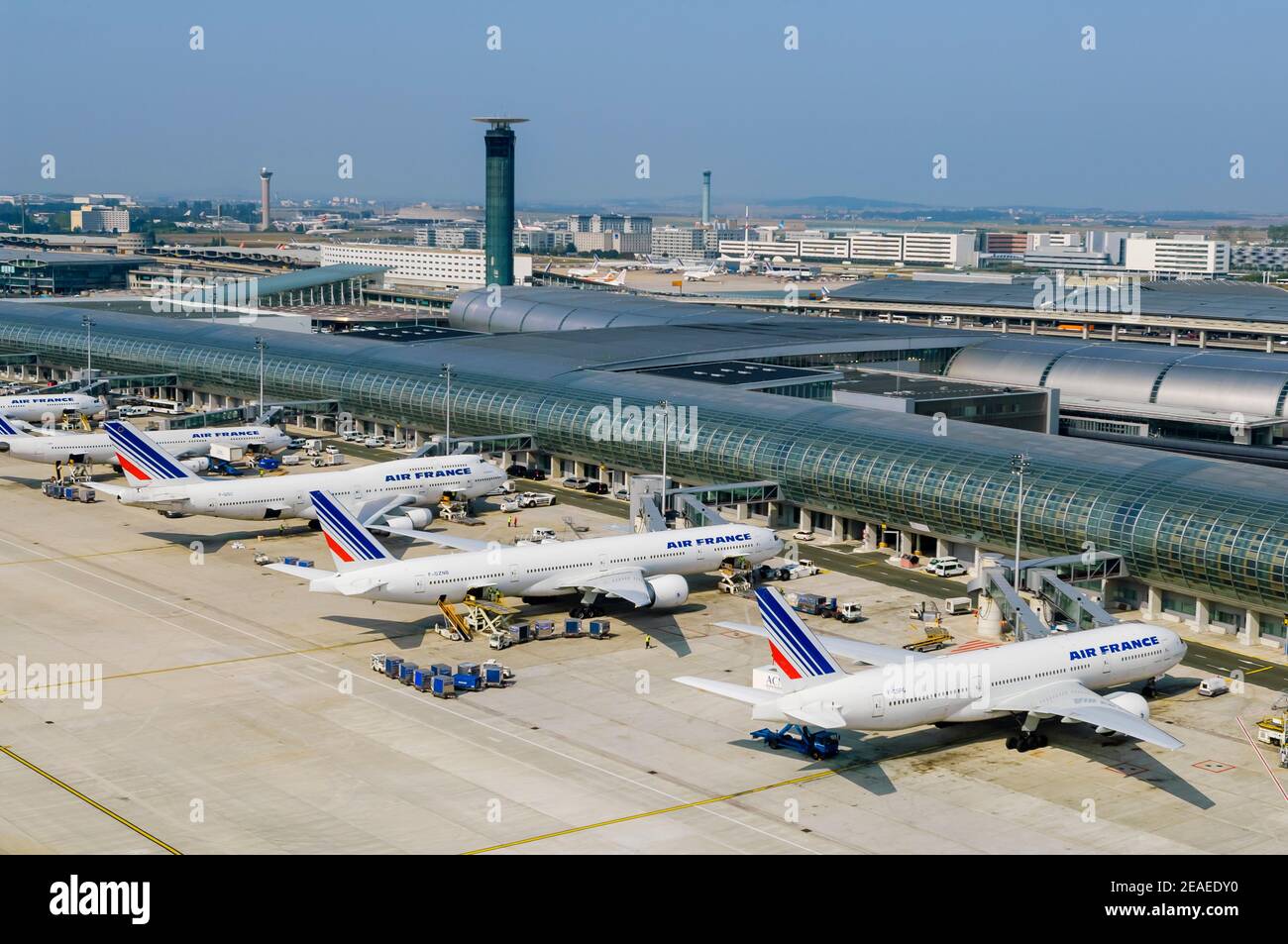 Roissy Charles de Gaulle Airport Terminal 2 seen from the sky Stock ...