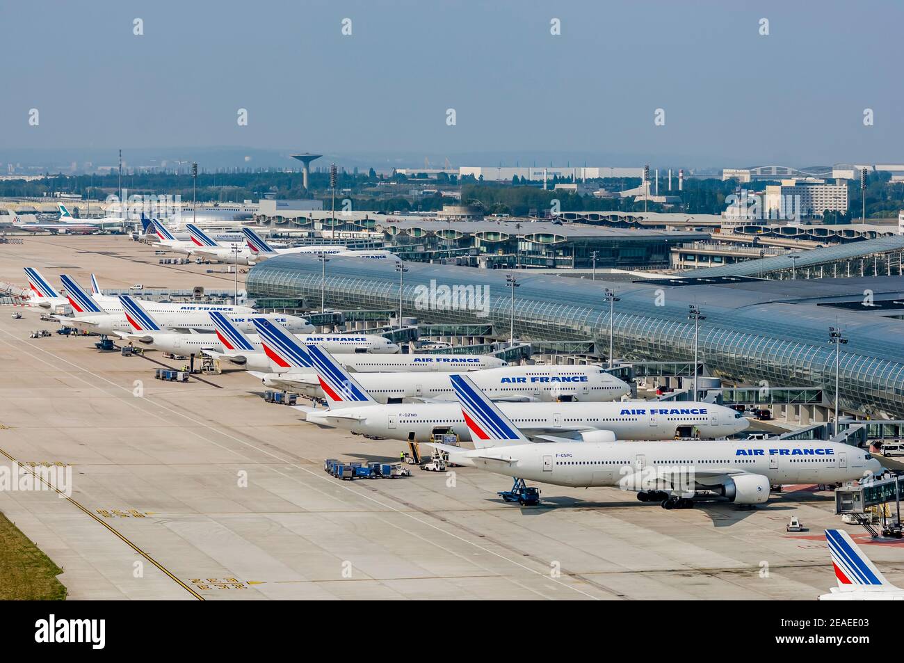 Roissy Charles de Gaulle Airport Terminal 2 seen from the sky Stock ...