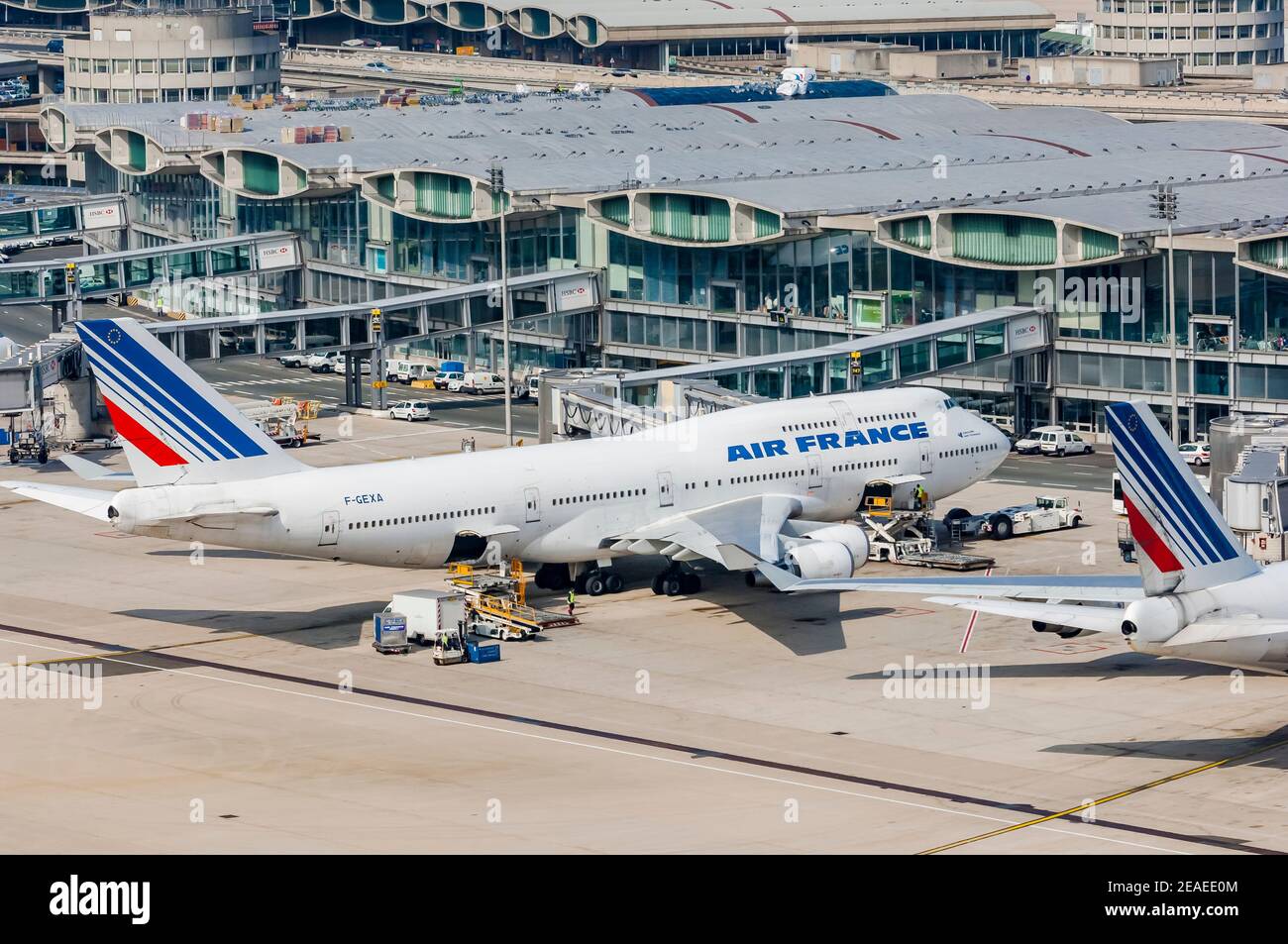 Roissy Charles de Gaulle Airport Terminal 2 seen from the sky Stock ...
