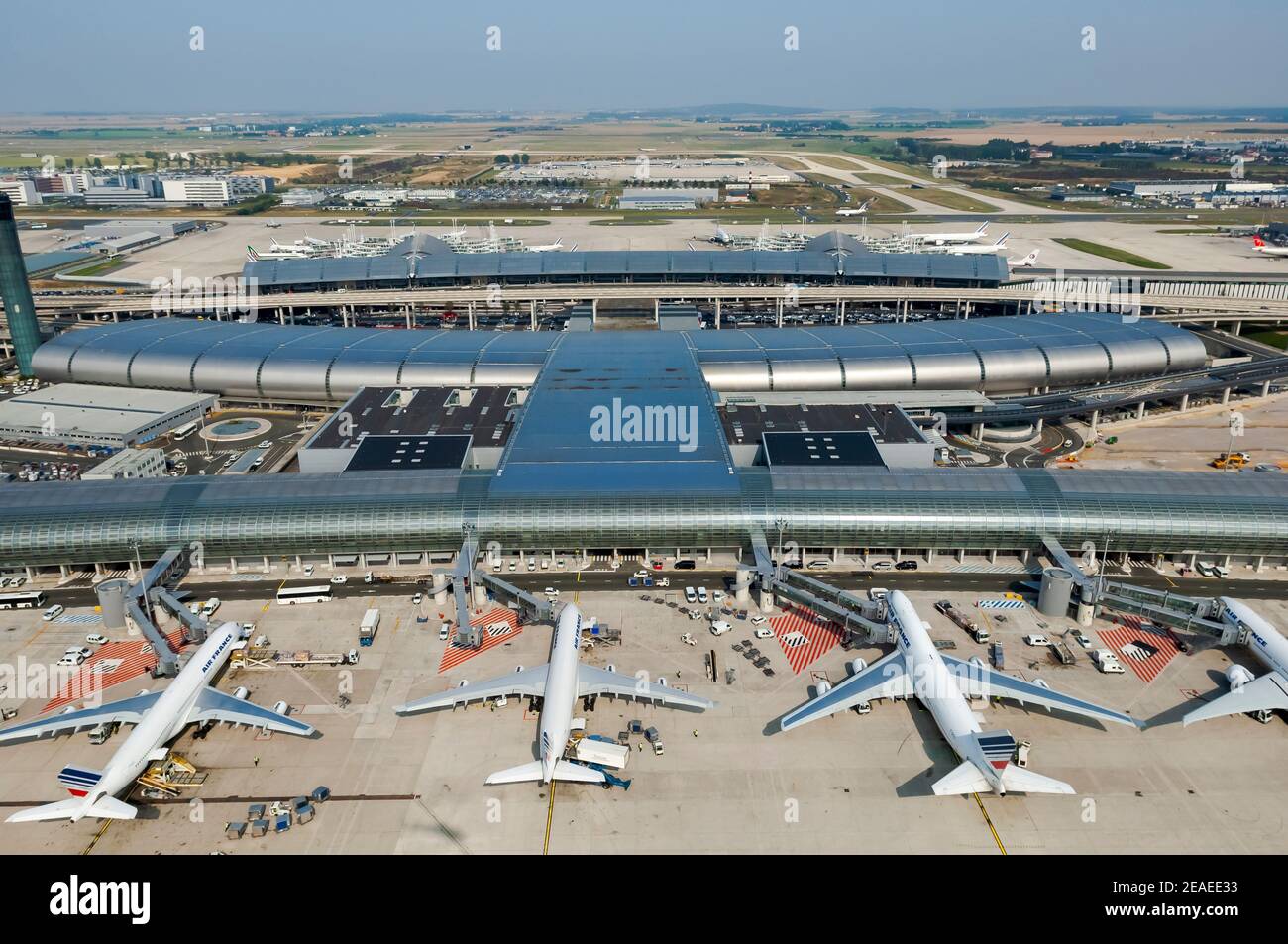 Roissy Charles de Gaulle Airport Terminal 2 seen from the sky Stock ...