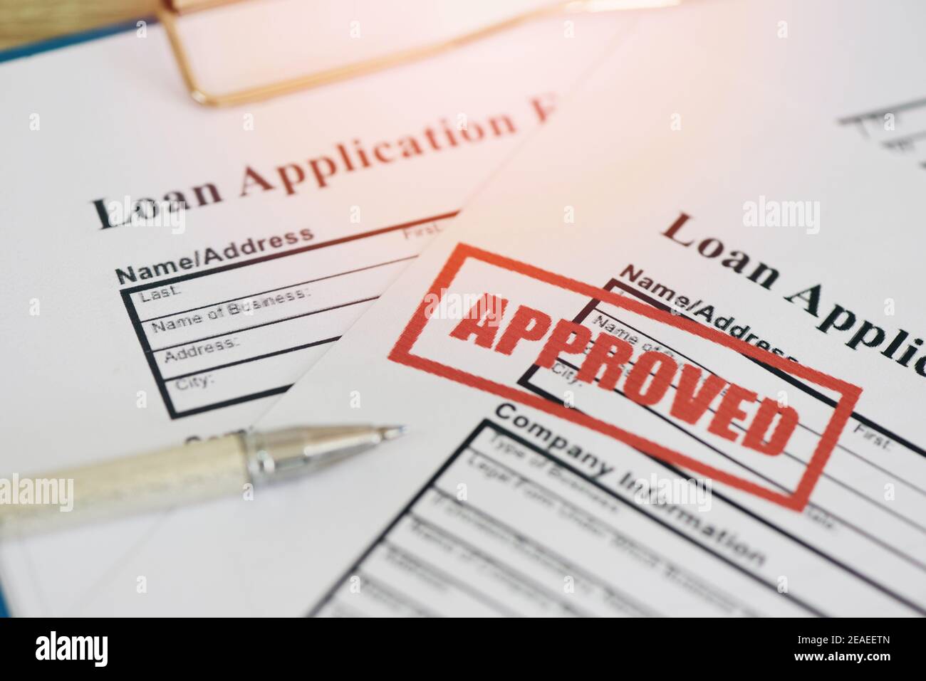 Loan approval, Loan application form with Rubber stamping that says ...