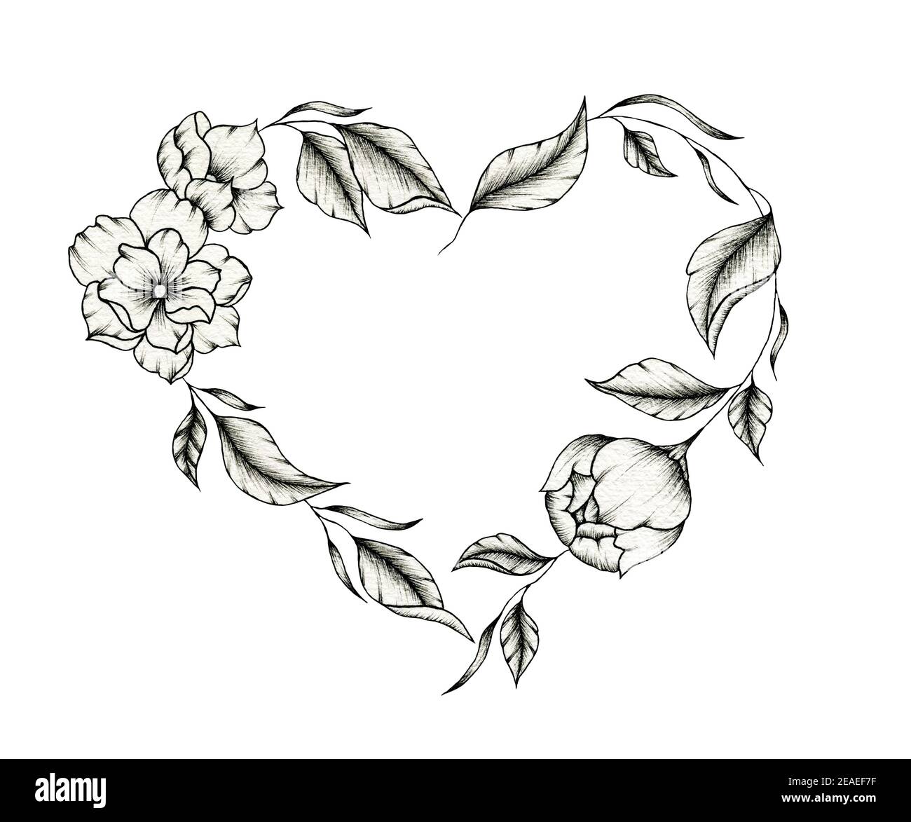 Wreath heart on black Cut Out Stock Images & Pictures - Alamy