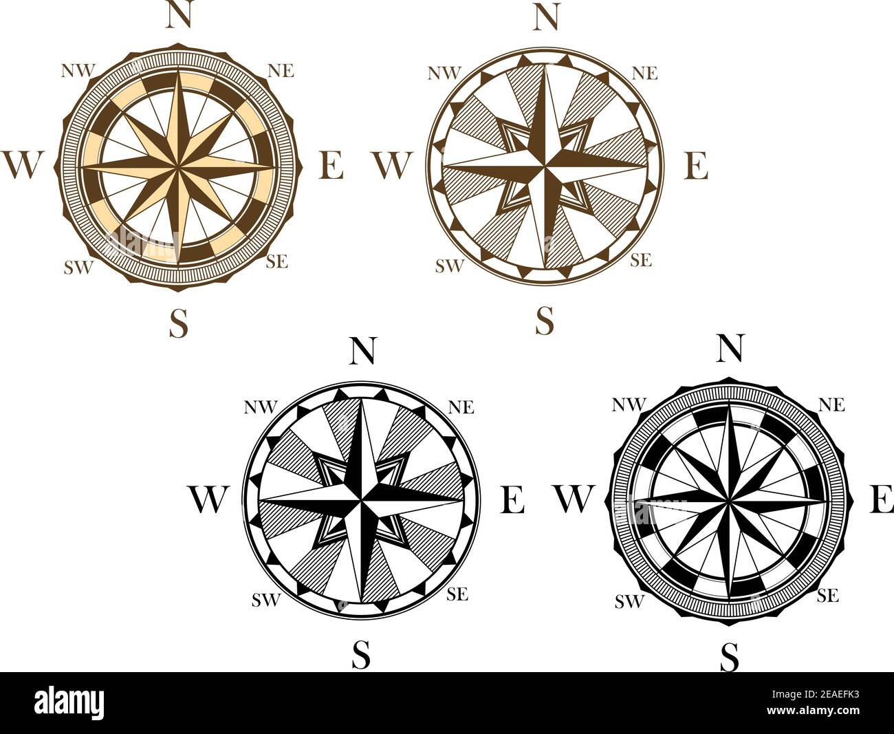 Ancient compass signs set isolated on white background for travel ...
