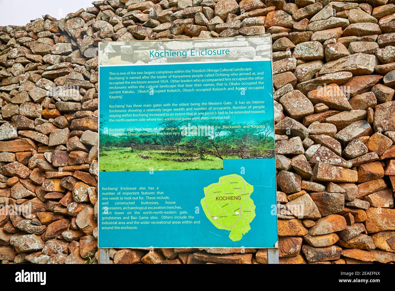 Kochieng enclosure plaque Thimlich Ohinga complex (UNESCO) in Kenya ...