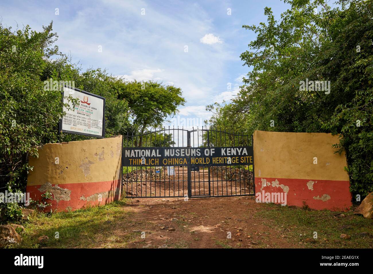 Main entrace gate to Thimlich Ohinga complex (UNESCO) in Kenya, Africa ...