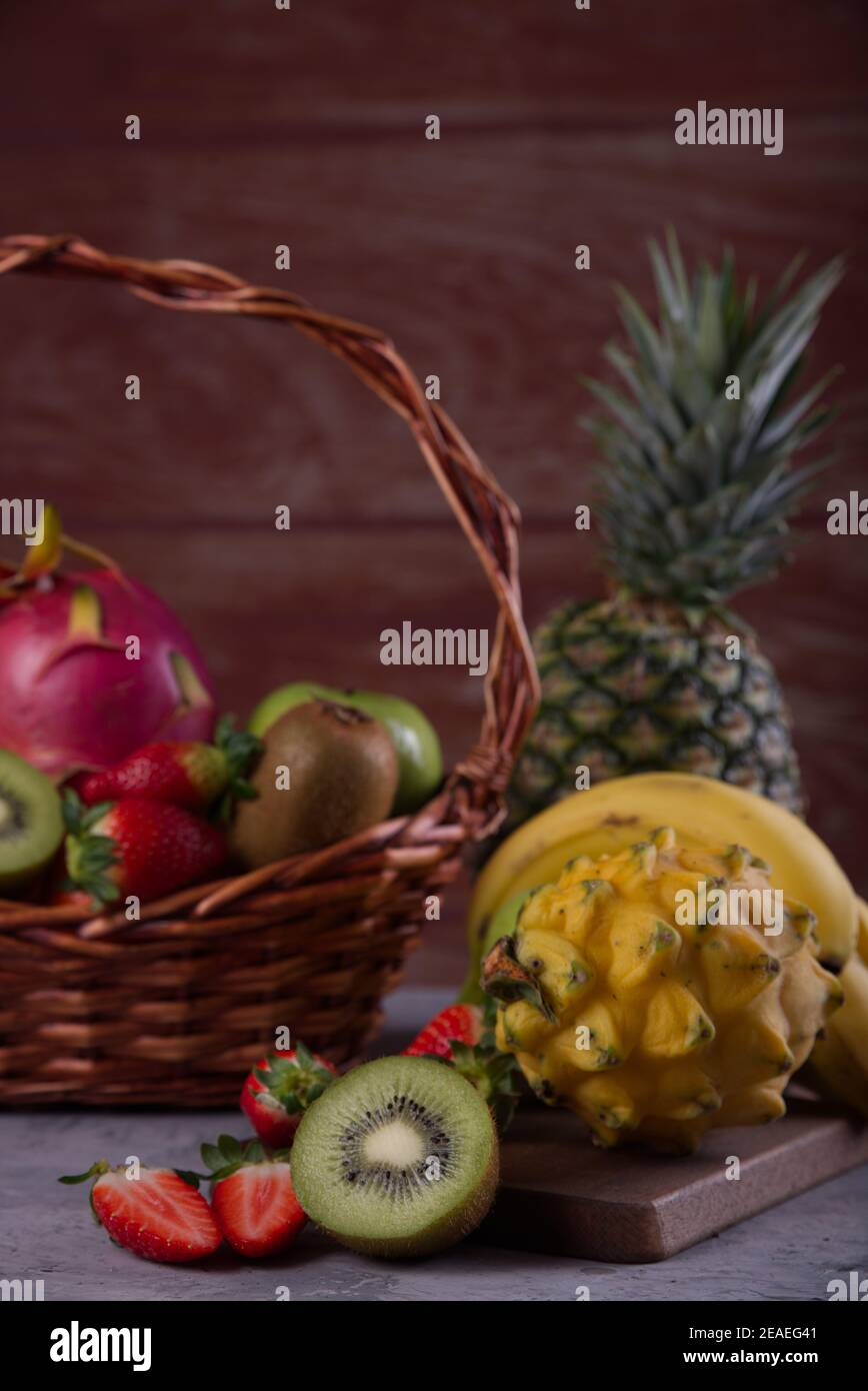 Assorted fruit basket Stock Photo - Alamy