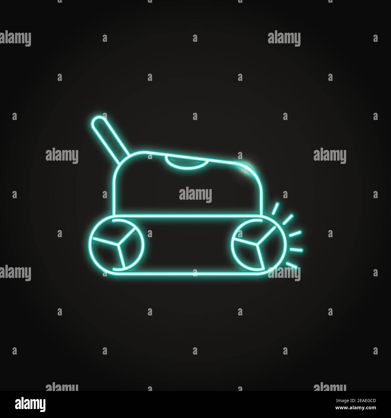 Neon smart pool cleaner icon in line style. Modern cleaning underwater ...