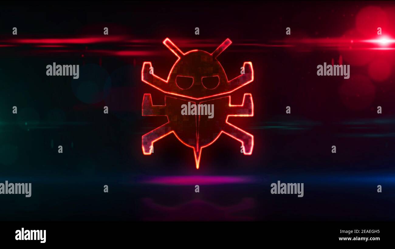 Virus symbol, computer protection, cyber attack, antivirus, digital ...