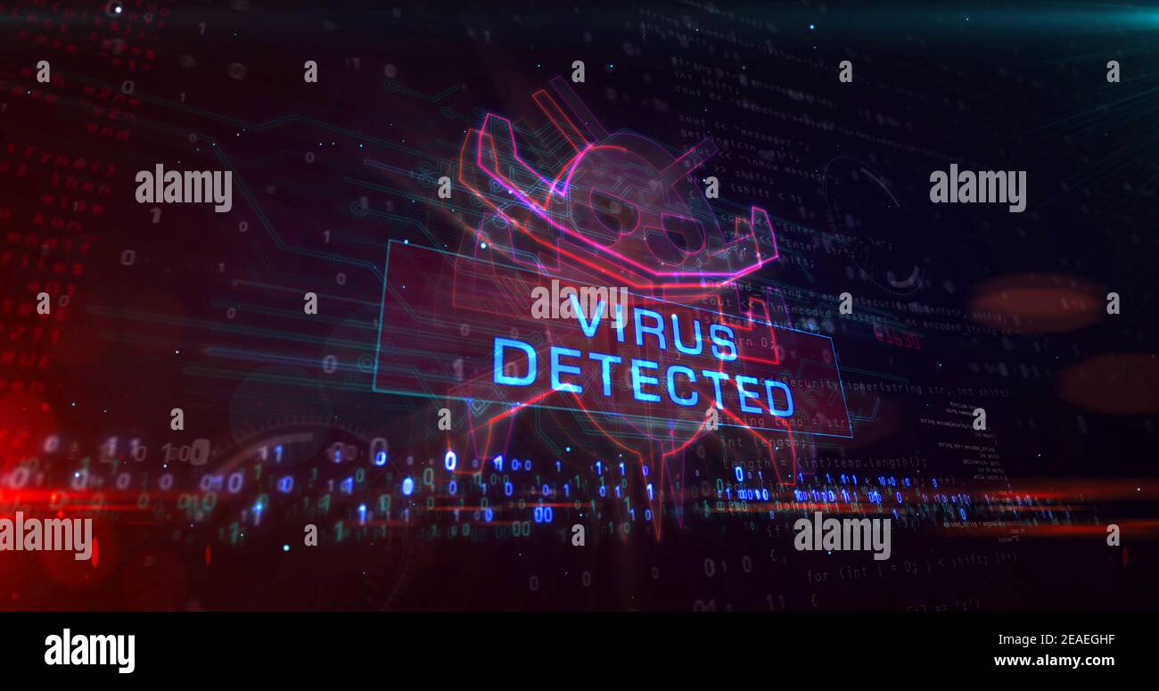 Virus symbol, computer protection, cyber attack, antivirus, digital ...