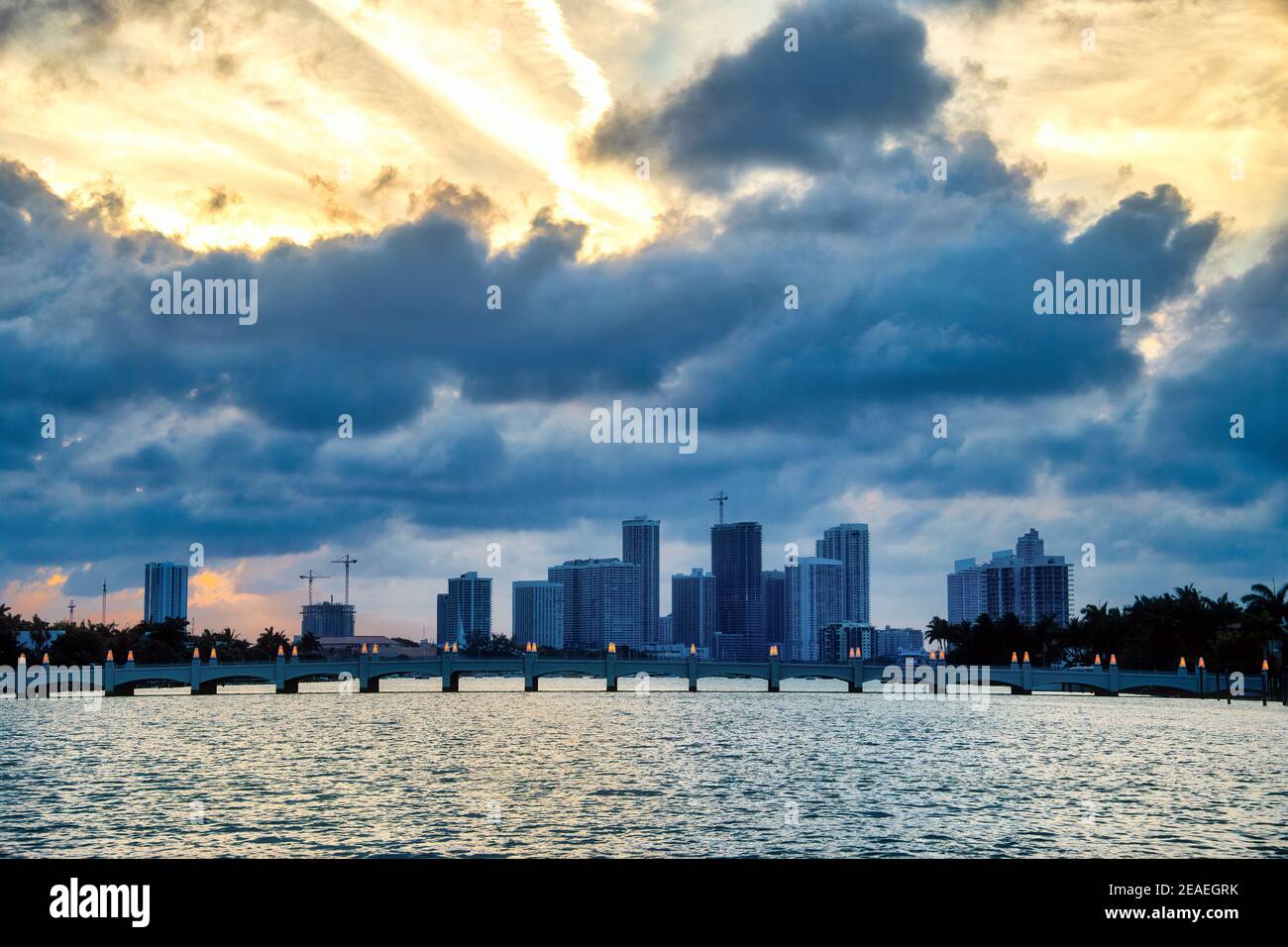 Dramatic sky over Miami skyline, Florida, USA Stock Photo - Alamy