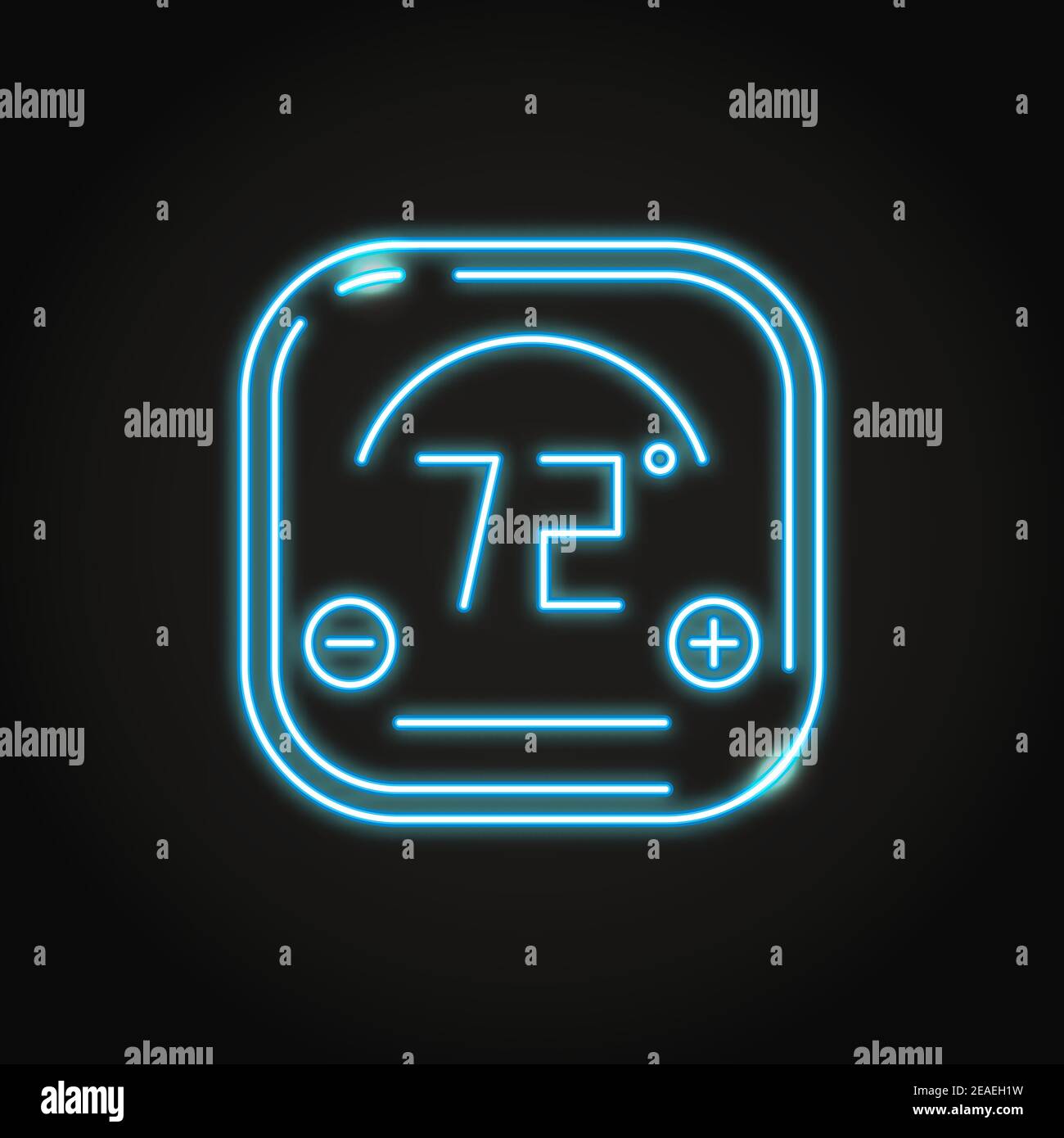 Neon smart thermostat icon in line style. Digital temperature ...