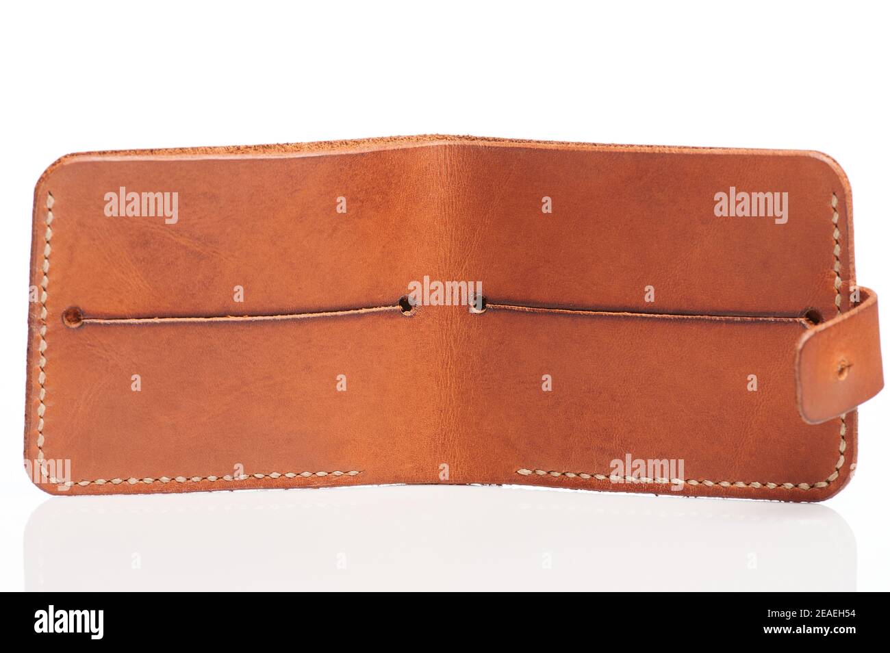 Open brown color wallet for debit cards isolated on white studio ...